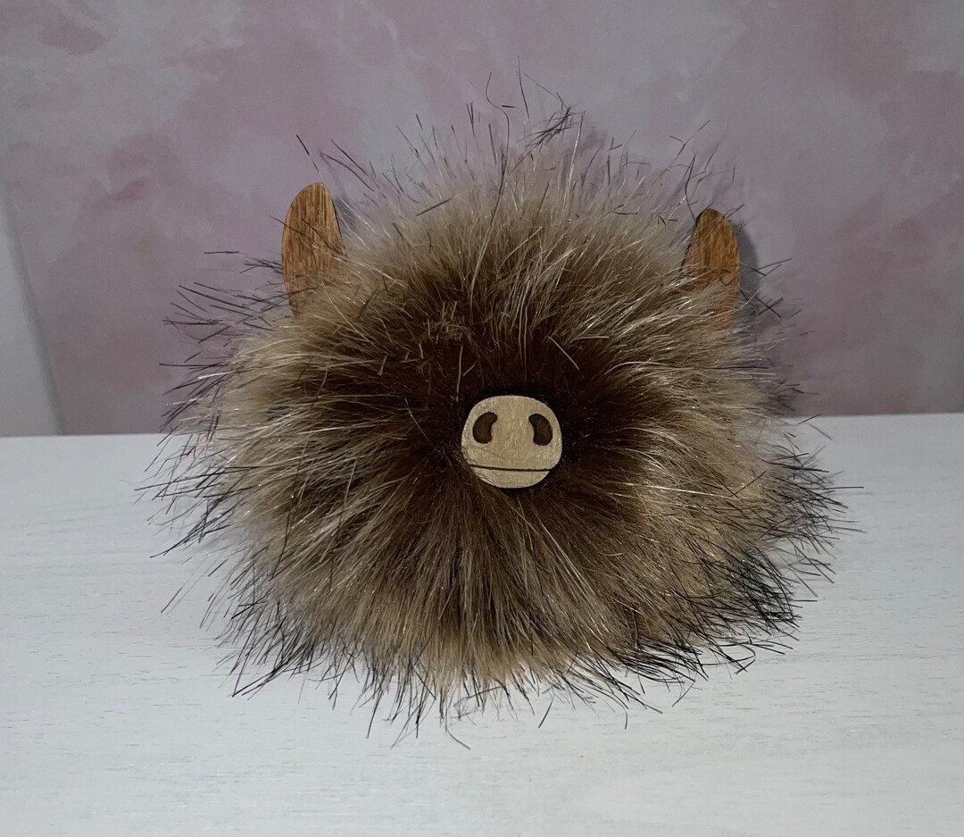Buy Scottish Highland Cow Furry Pom Pom DIY Unfinished Kit Faux Fur ...