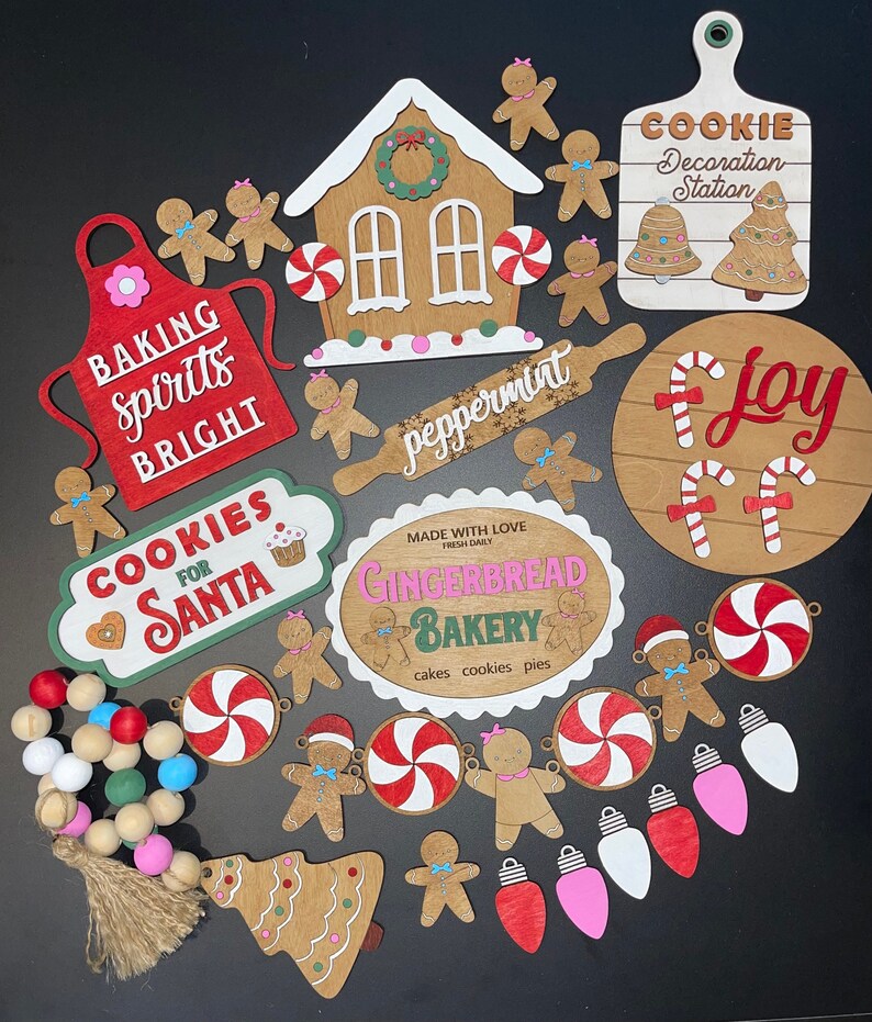 50 Piece Unfinished Laser Cut Gingerbread Christmas Peppermint Cookies ...