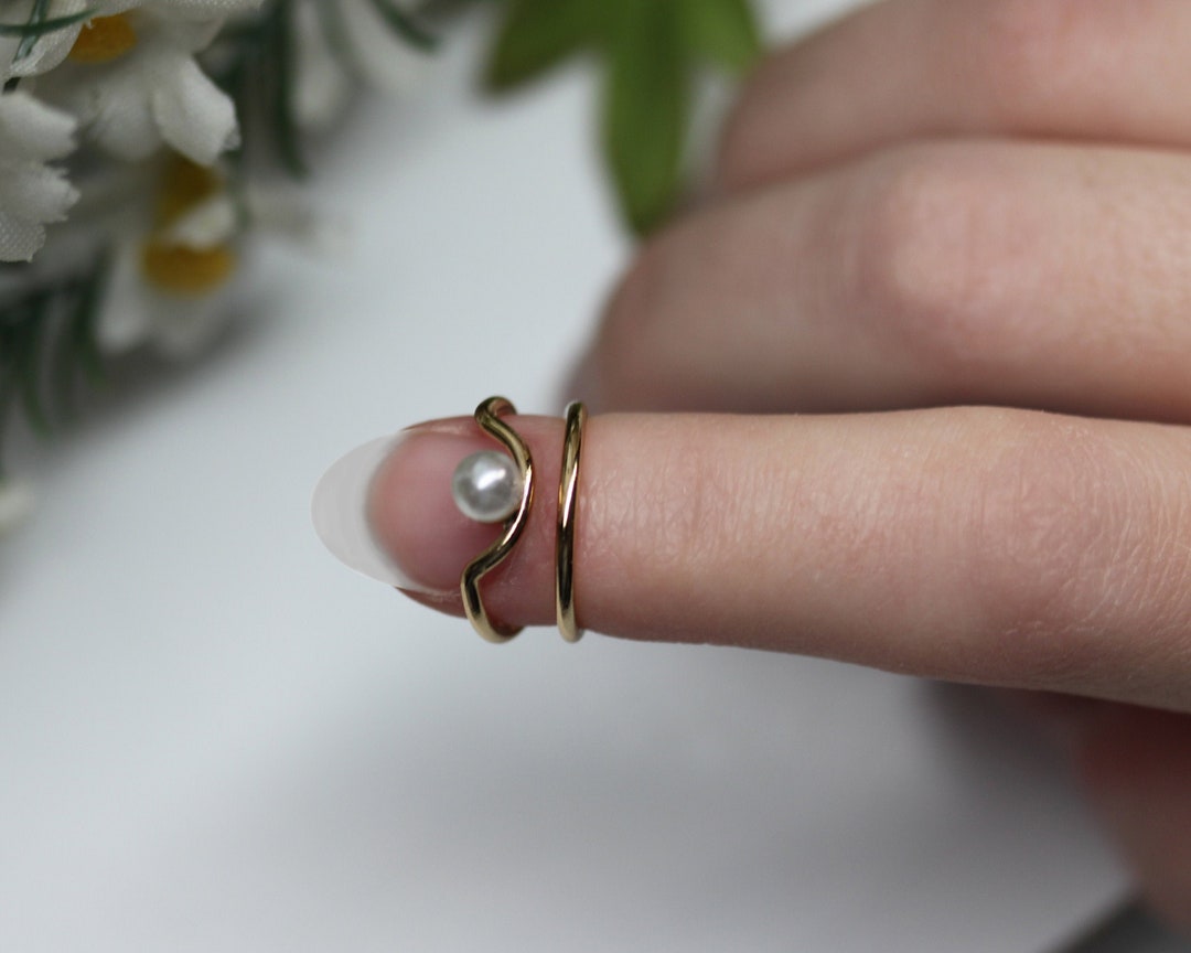 Fingertip Ring Finger Nail Art Pearl Trendy Nail Open - Etsy Hong Kong