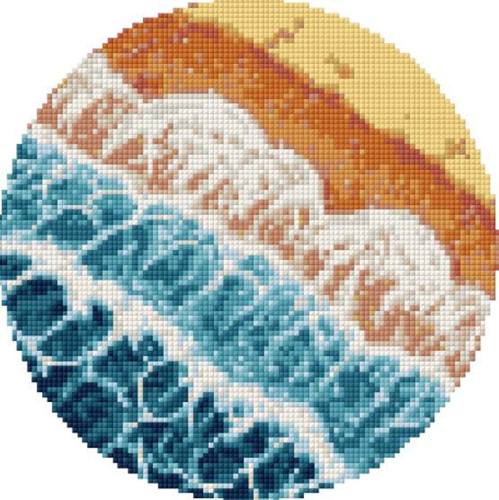 Sea Waves Cross Stitch Pattern Beach Nature Embroidery Instant Digital ...