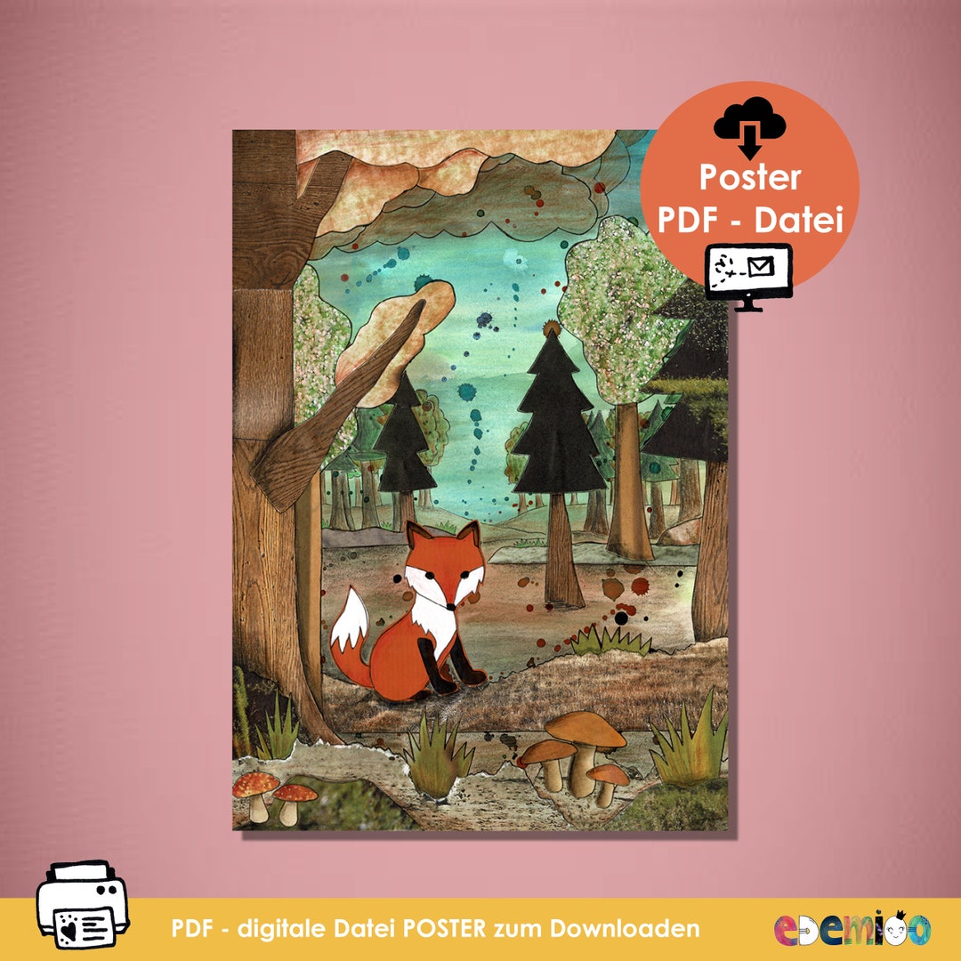 PDF File Forest Animals Poster for Kids Room, Boho Fox Nursery Decor ...