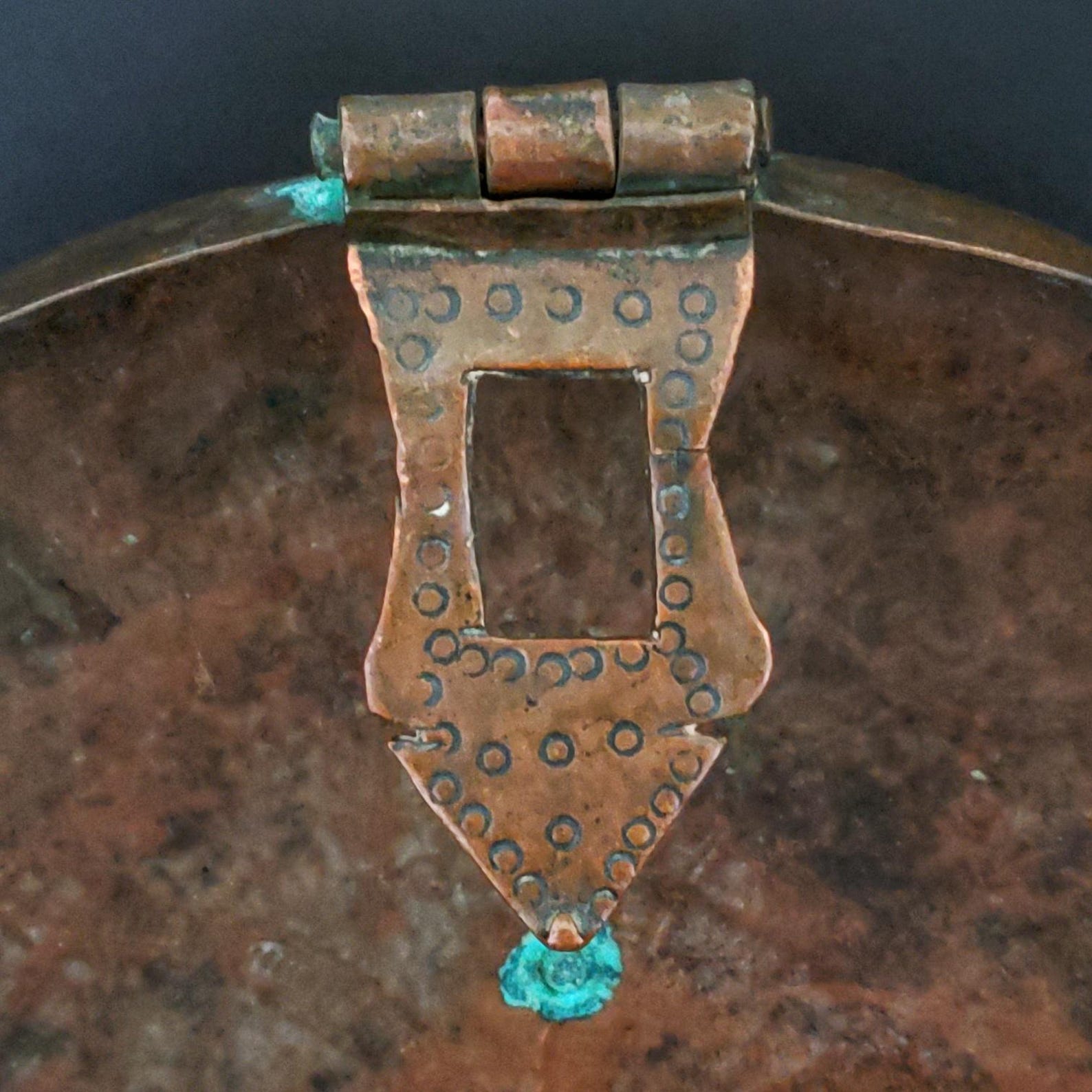 Primitive Handmade Hammered Copper Round Box With Lid and Latch - Etsy