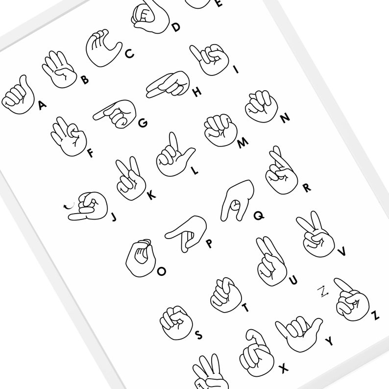 ABC Sign Language Poster ASL ABC Print Sign Language Chart | Etsy