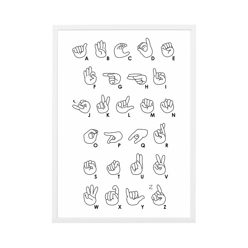 ABC Sign Language Poster ASL ABC Print Sign Language Chart | Etsy