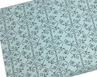 Blue Scroll Fabric | Etsy