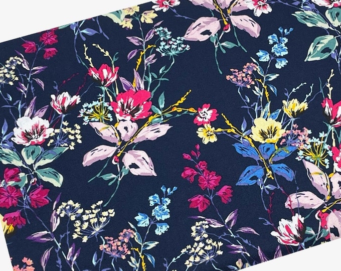 Wildflowers on Navy Fabric Floral Fabric Fabric by the Yard | Etsy