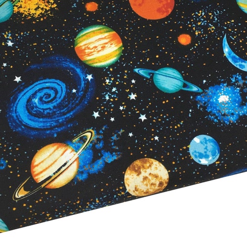 Space Fabric Galaxy Fabric Planets Stars Fabric 100% Cotton - Etsy