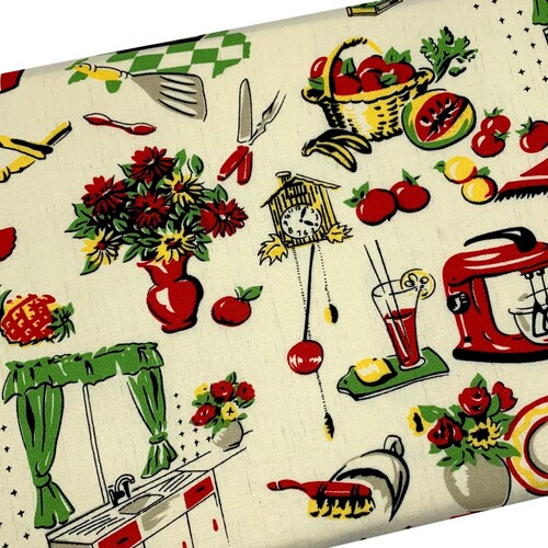 Retro Vintage Fifties Kitchen Fabric Michael Miller Fabric | Etsy