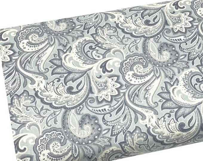 Gray Paisley Fabric, Floral Fabric, Quilt Backing, Fabric by the Yard ...