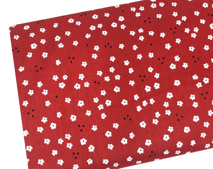 Mini Red Floral Fabric, Tiny Flowers, Fabric by the Yard, Fat Quarter ...