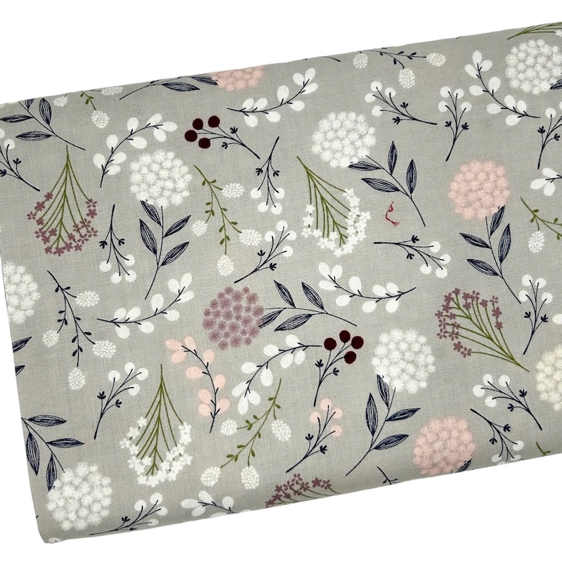 Gray Floral Fabric - Etsy