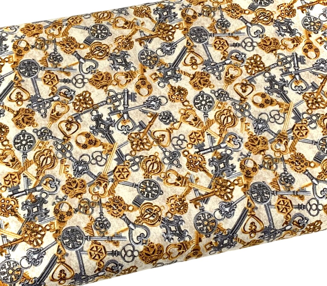 Vintage Keys Fabric, Alternative Age by Urban Essence Designs for Blank ...