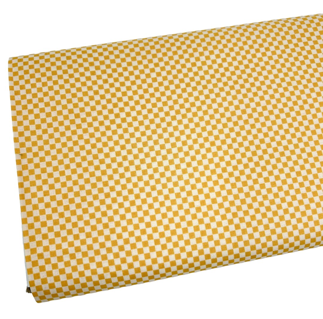 Yellow Checker Fabric, Checks Print, Fabric by the Yard, Fat Quarter ...