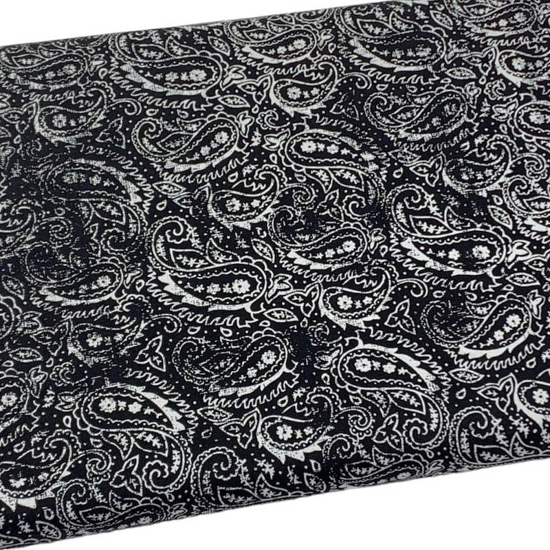 Black Paisley Fabric - Etsy