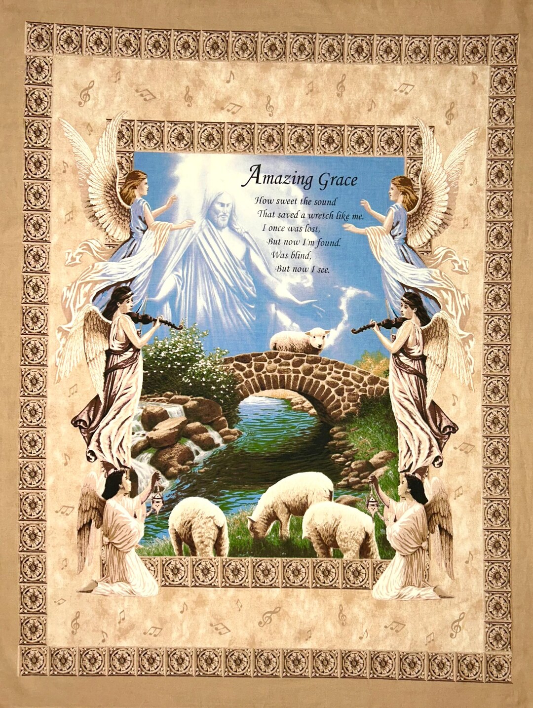 Amazing Grace Panel 34 by 44 by Spring Industries, Jesus and Angels ...