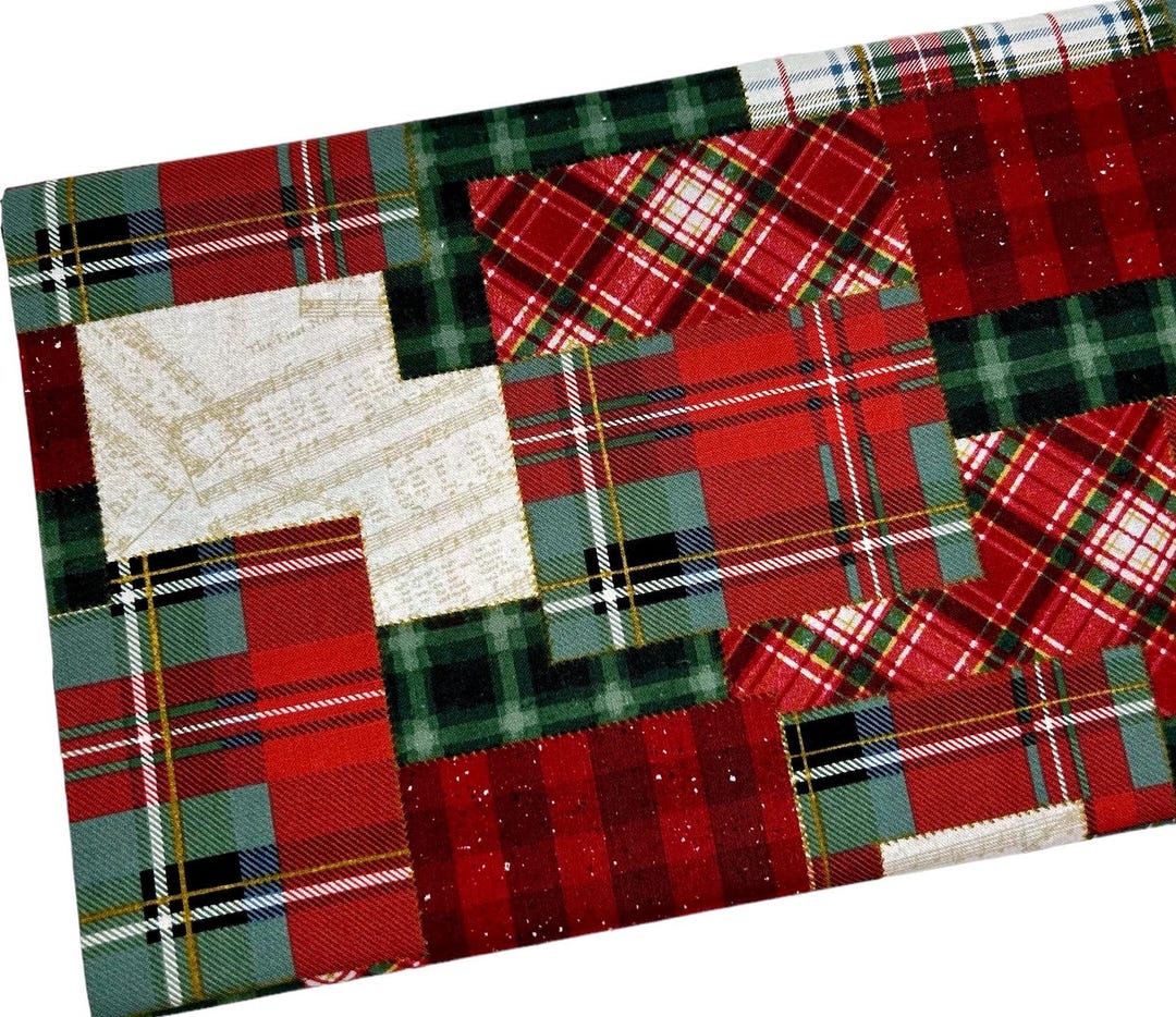 Fat Quarter 18 by 22 Holiday Patch Fabric, Red and Green Patchwork ...
