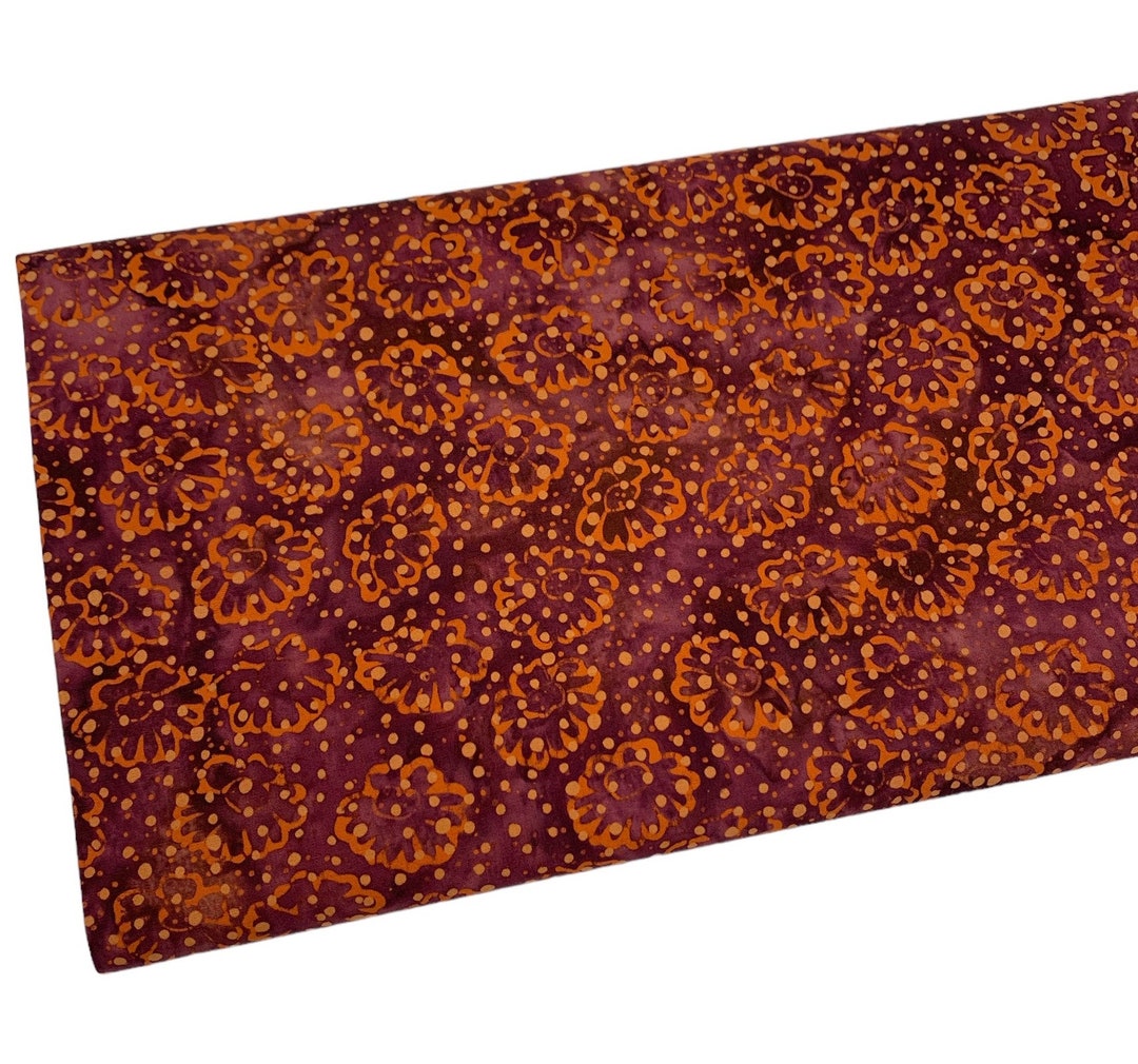 Red Watercolor Flowers Batik Fabric, Floral Vintage Print, Fabric by ...