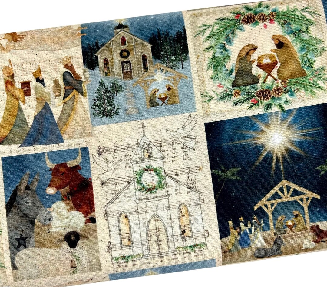 Religious Patchwork Fabric, O Holy Night by Fabric Traditions, Fabric ...