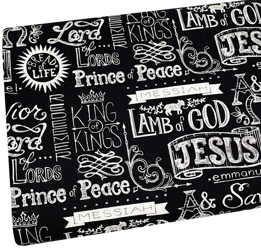 Religious Christian Fabric, Black King of Kings, Fabric by the Yard ...