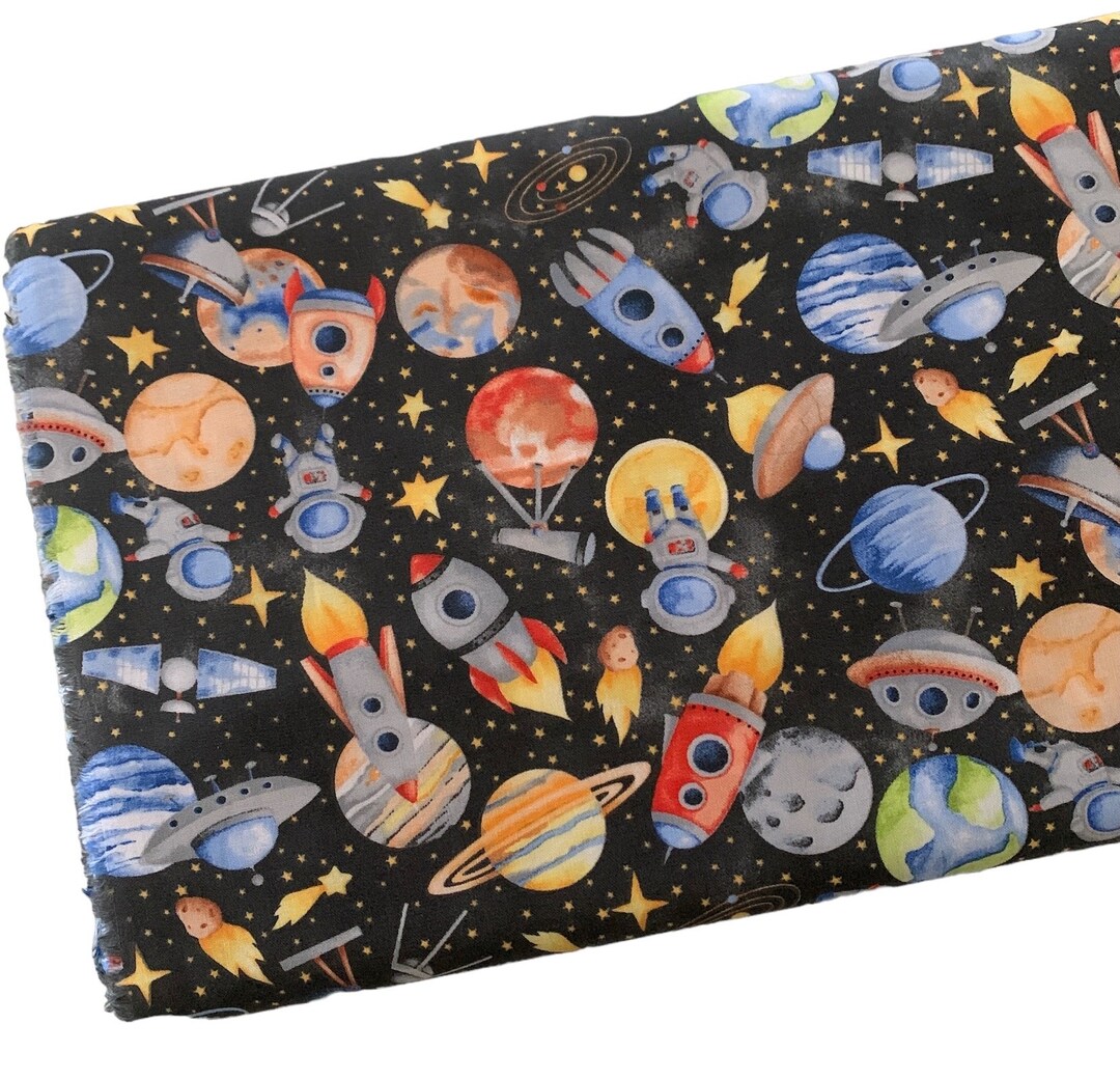 Astronauts Fabric by Fabric Editions, Space Planets & Stars, Galaxy ...