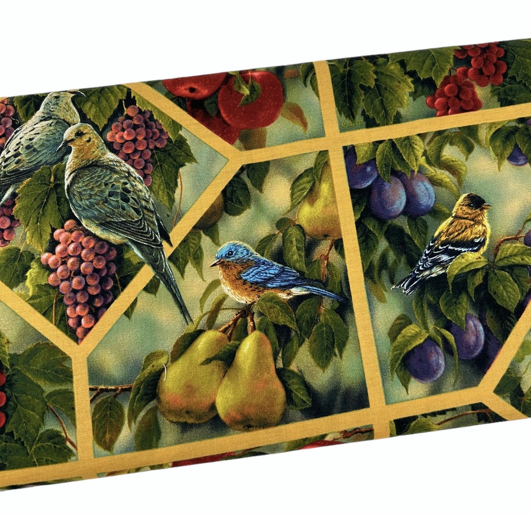 End of the Bolt 26" by 44" Birds and Fruit Fabric, Patch Bird Sanctuary ...