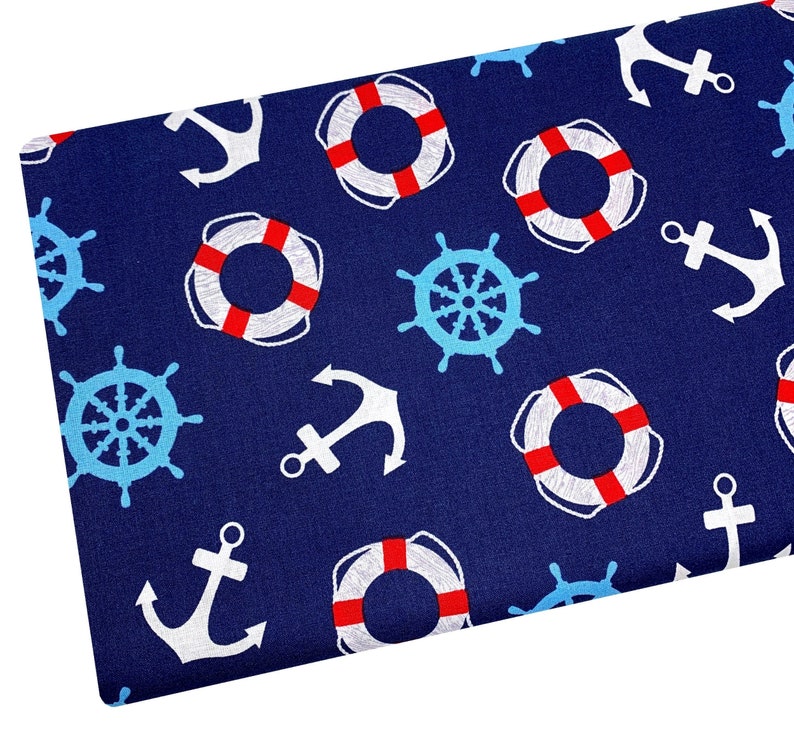 Navy Nautical Fabric, Ships and Boats, Fabric by the Yard, Fat Quarter ...