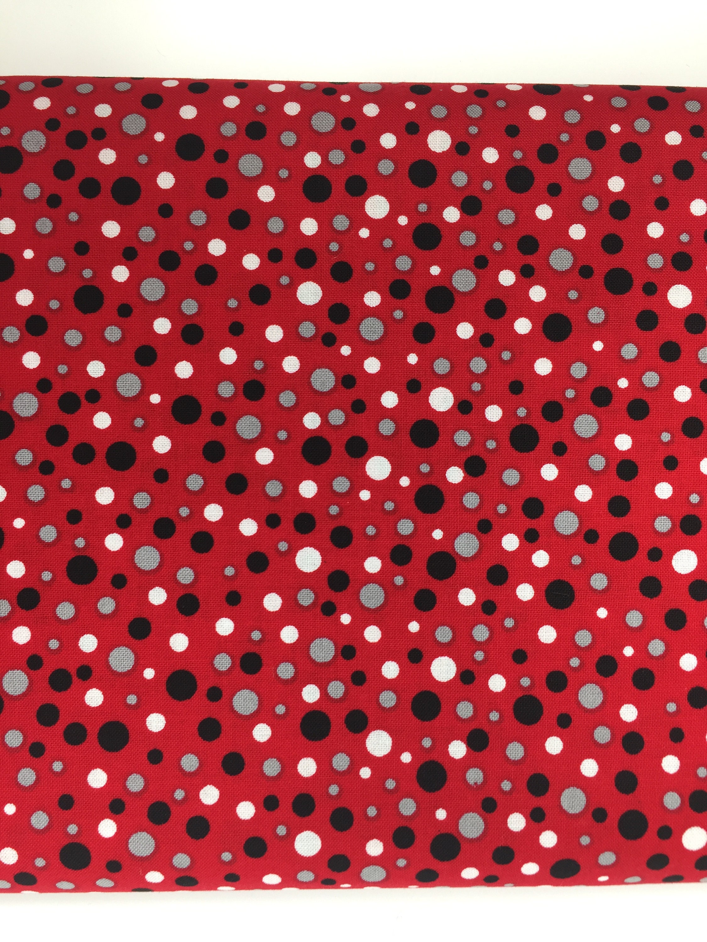 Polka Dots Fabric Red Black and White Spots Fabric by the - Etsy
