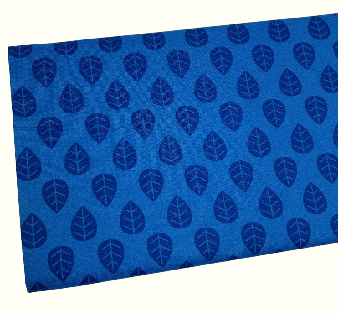 Leaf Stamp Fabric - Cerulean, Quilters Candy by Connecting Treads ...