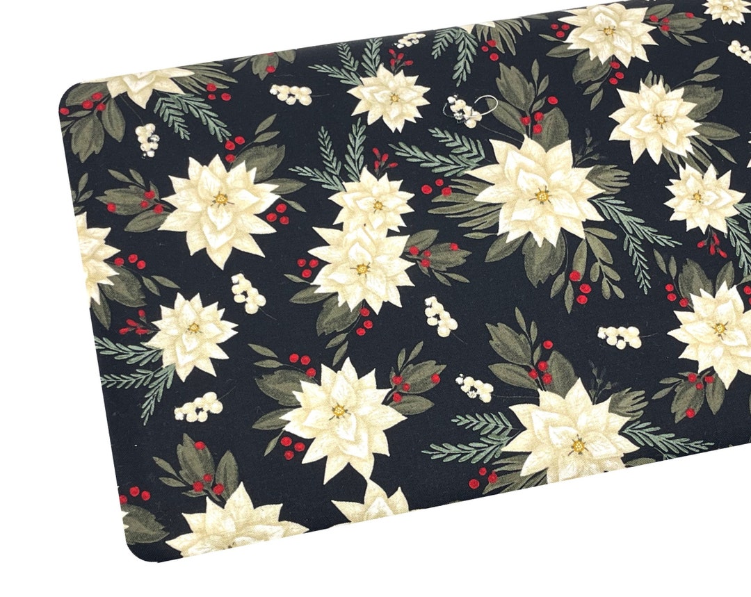 End of the Bolt 26 by 44 Farmhouse Christmas Fabric, Holiday Flowers ...