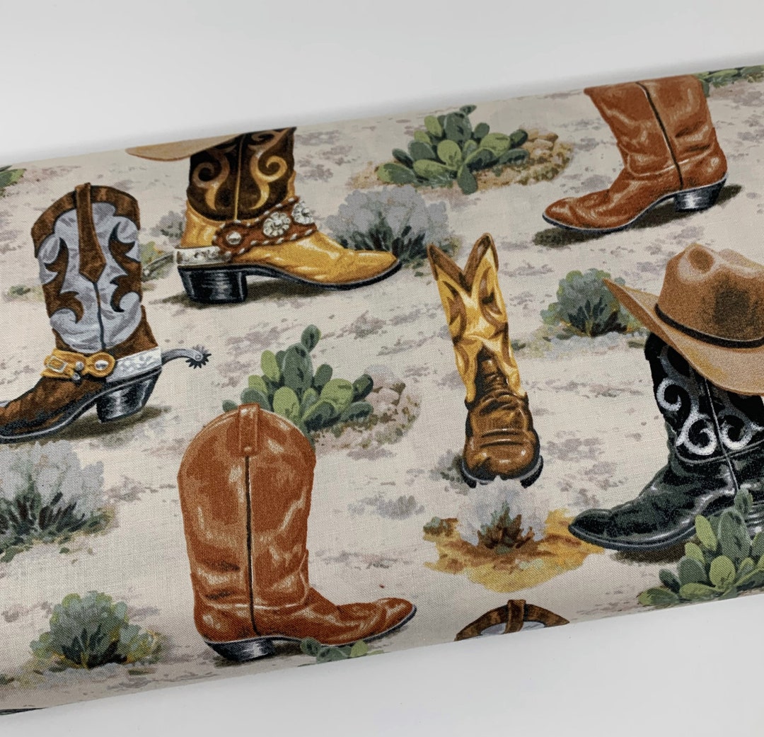 Cowboy Boots and Hats Fabric, Southwestern Fabric, Fabric by the Yard ...