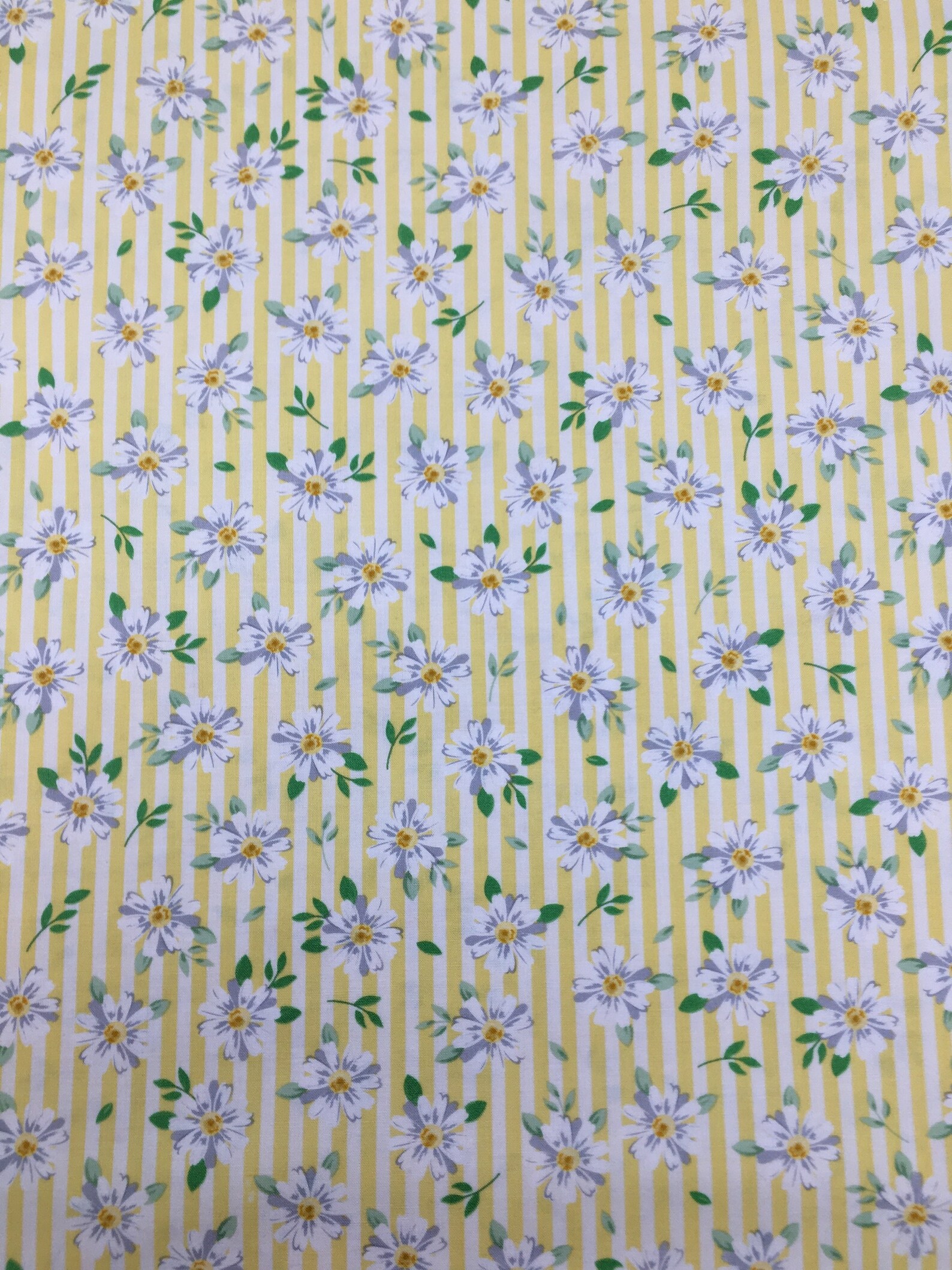Yellow Daisy Stripe Fabric Floral Fabric Fabric by the Yard | Etsy
