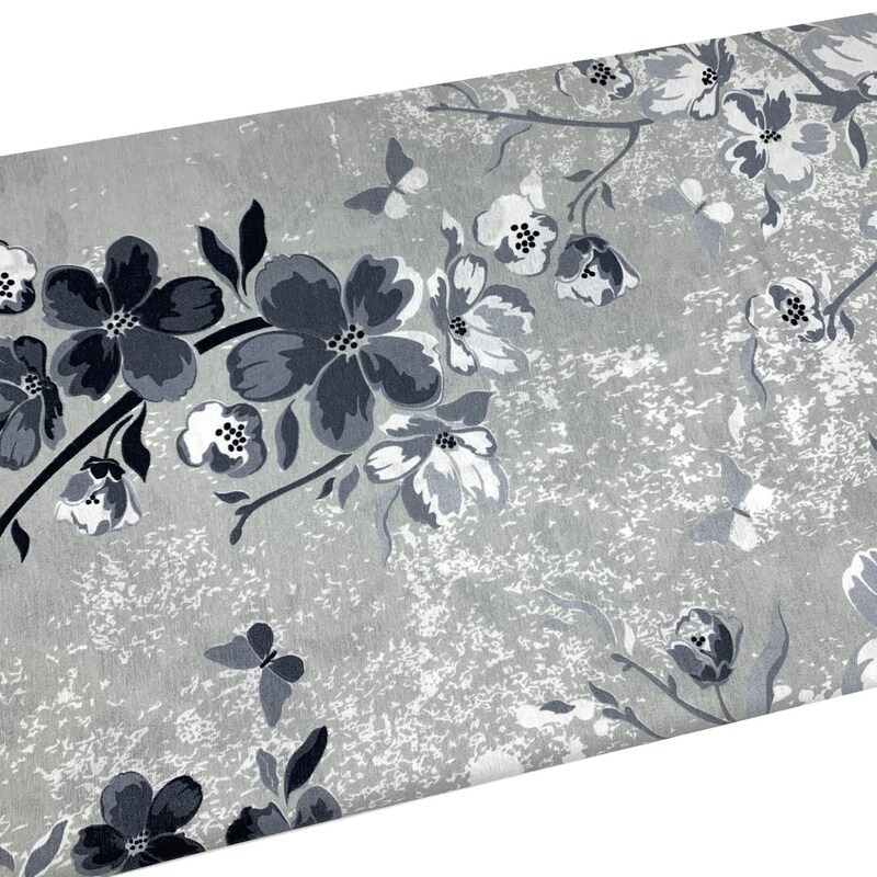 Gray Floral Fabric - Etsy