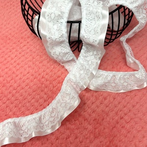 White Satin and Lace Double Ruffle Trim 1.5 Wide, Lace for Sewing ...