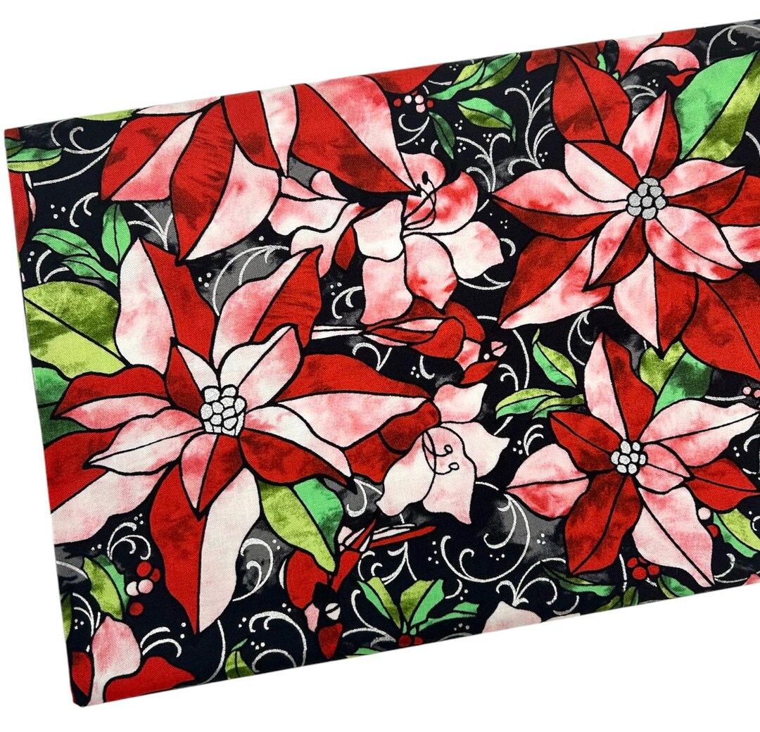 Pink Floral Fabric, Red Flowers Fabric, Fabric by the Yard, Quilting ...