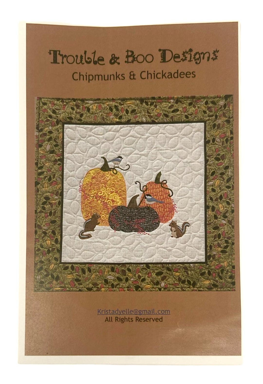 Chipmunks and Chickadees Pattern by Trouble and Boo Designs, Fall ...