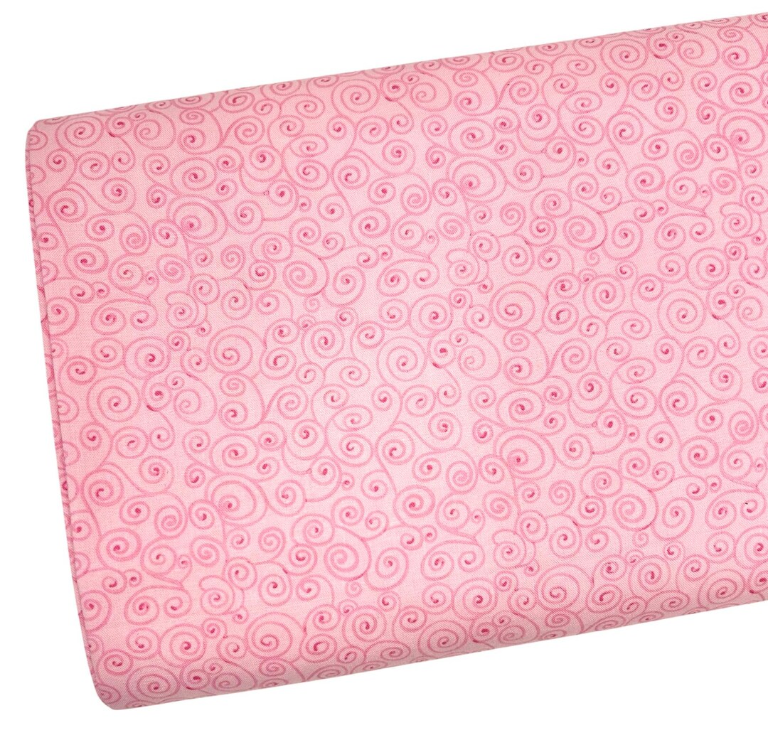 Pink Scrolls Fabric, Fabric by the Yard, Fat Quarter, Quilting, Apparel ...
