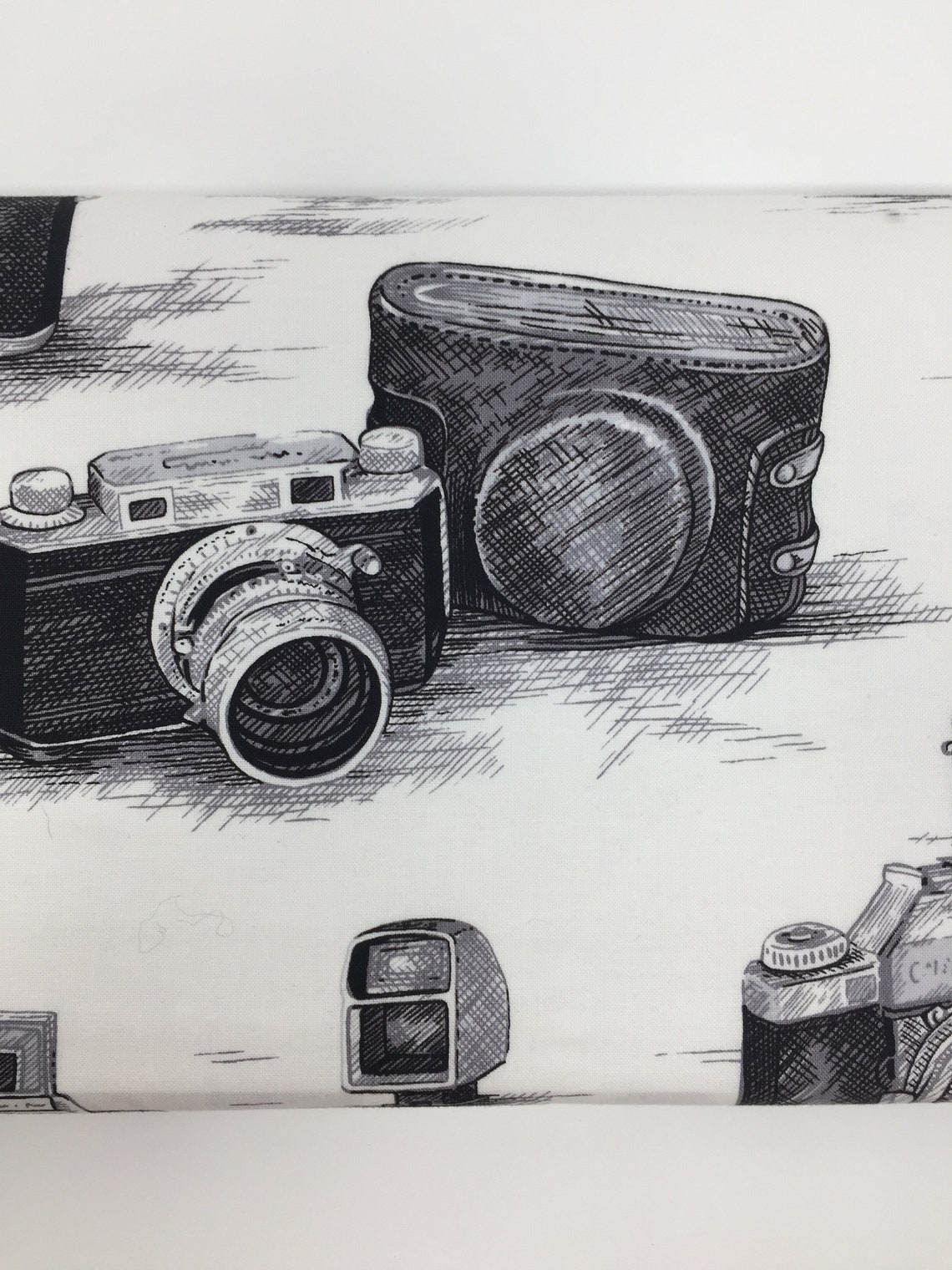 Antique Cameras Fabric Black and White Fabric Fabric by the | Etsy
