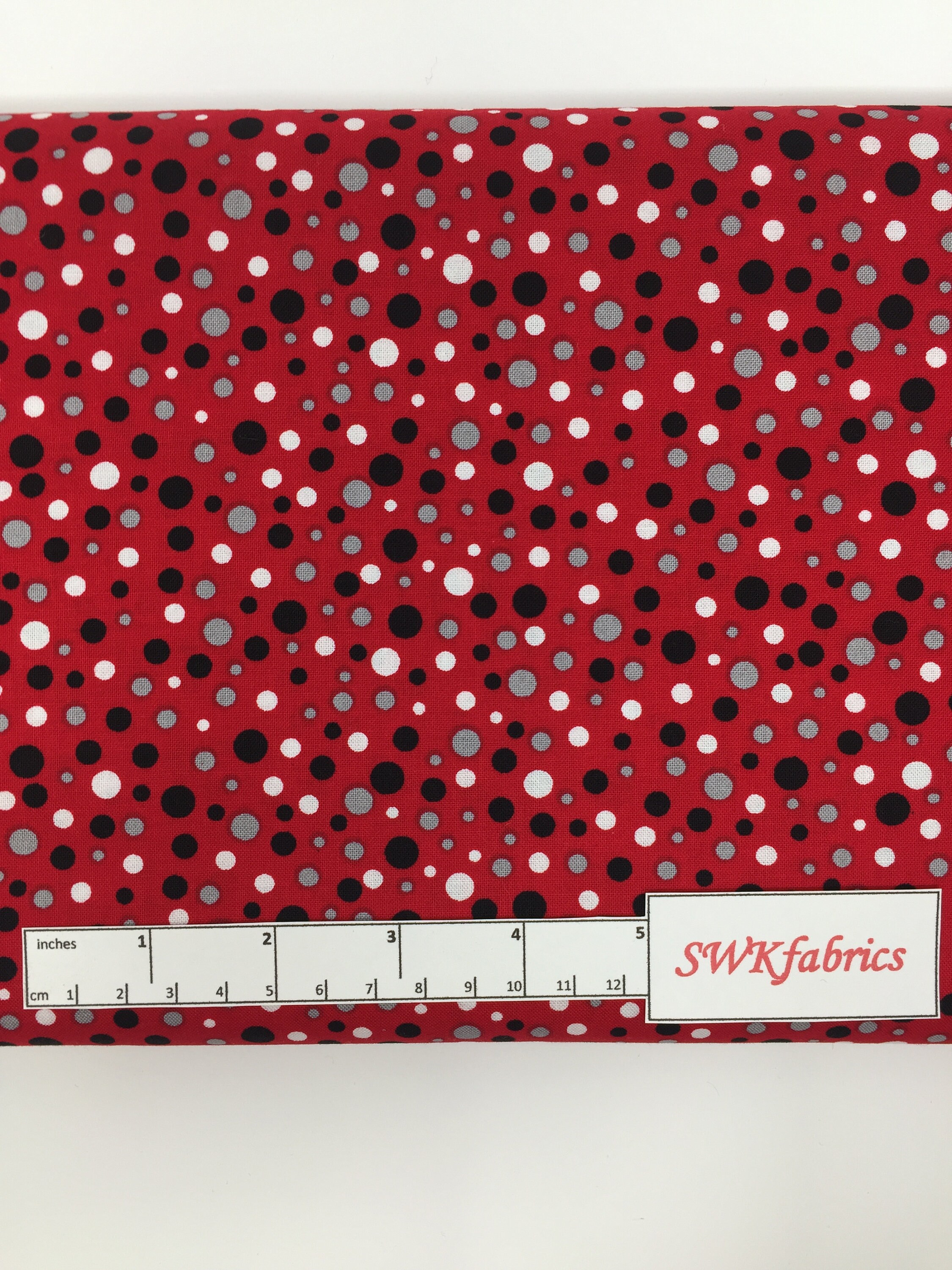 Polka Dots Fabric Red Black and White Spots Fabric by the - Etsy