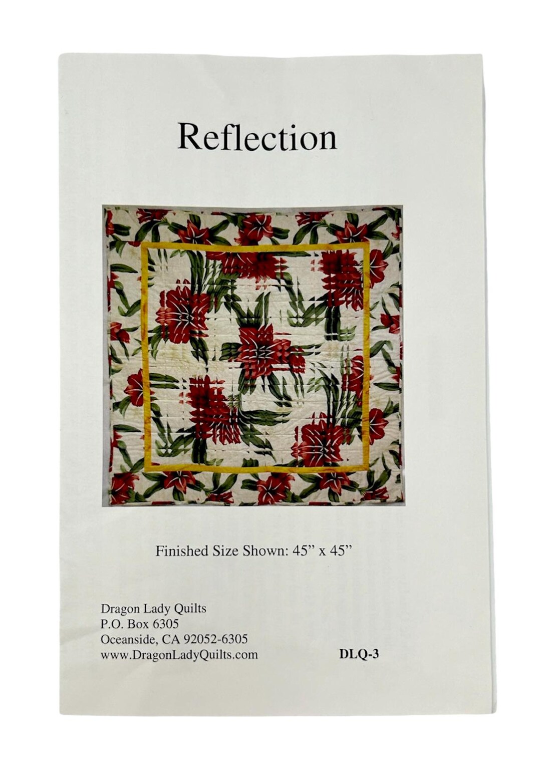 Reflection Quilt Paper Pattern by Dragon Lady Quilts, Quilting and ...