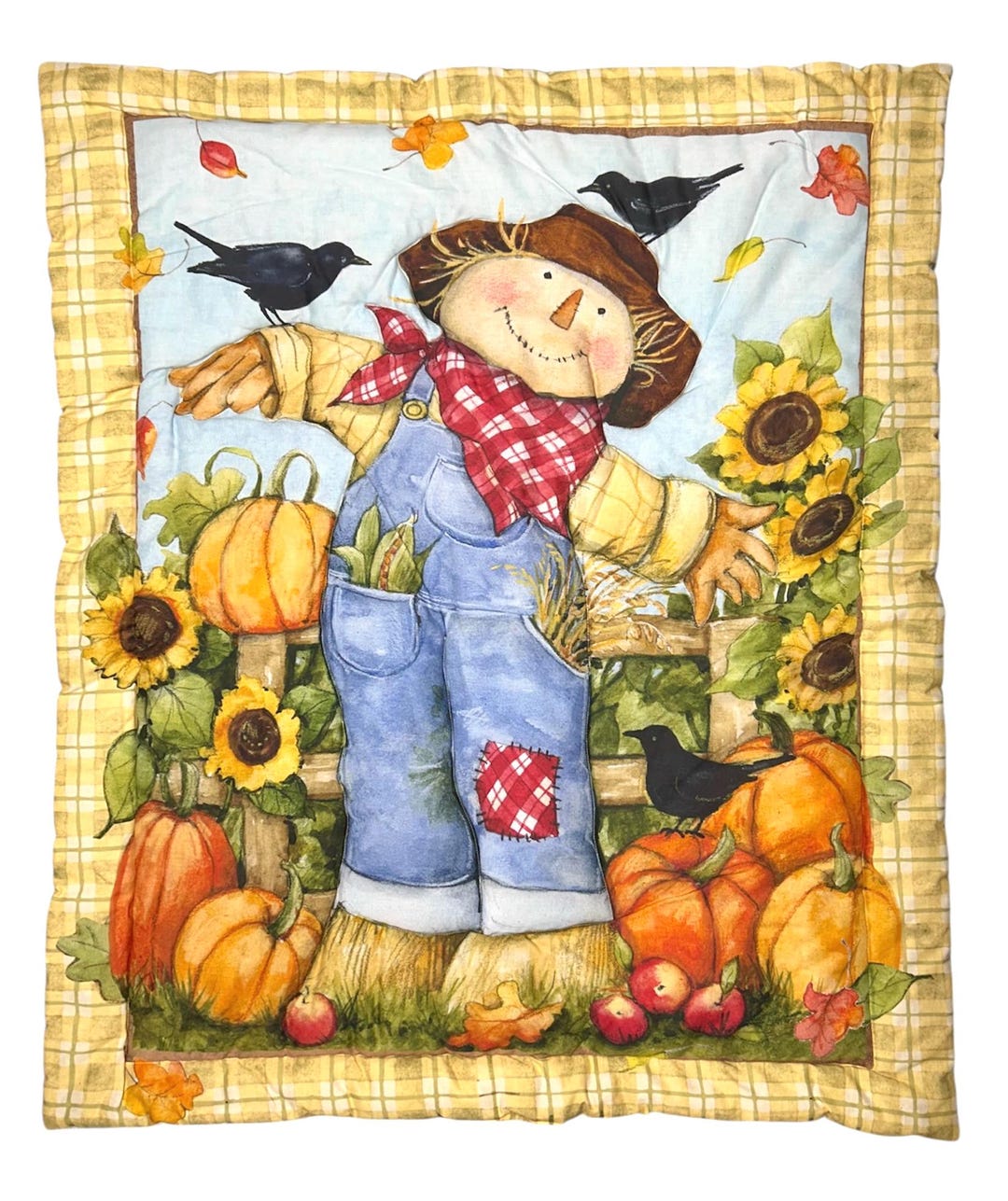 Scarecrow Door Quilt 34" X 40", Fall Quilted Blanket, Pumpkin Comforter ...
