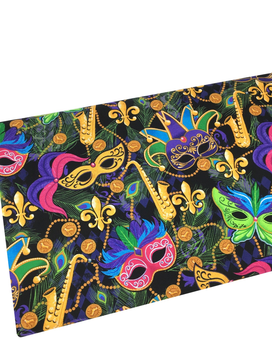 Mardi Gras Masks Fabric, Masquerade Celebration, Fabric by the Yard ...