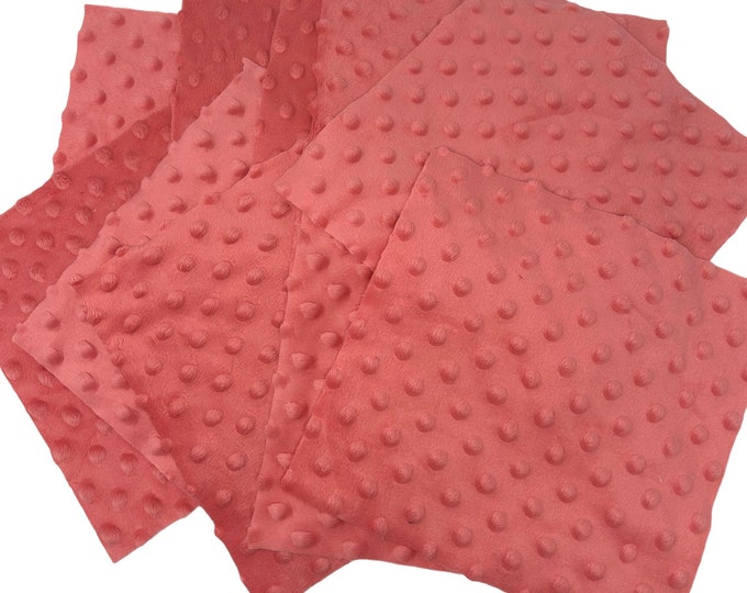 10 Minky Squares 8"x8", Coral Cuddle Dimple Minky Fabric, Precut Bundle ...