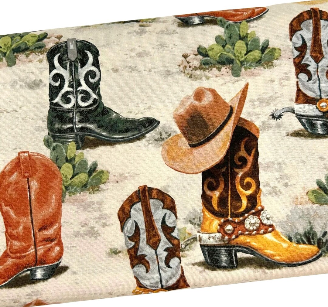 Cowboy Boots and Hats Fabric, Southwestern Fabric, Fabric by the Yard ...
