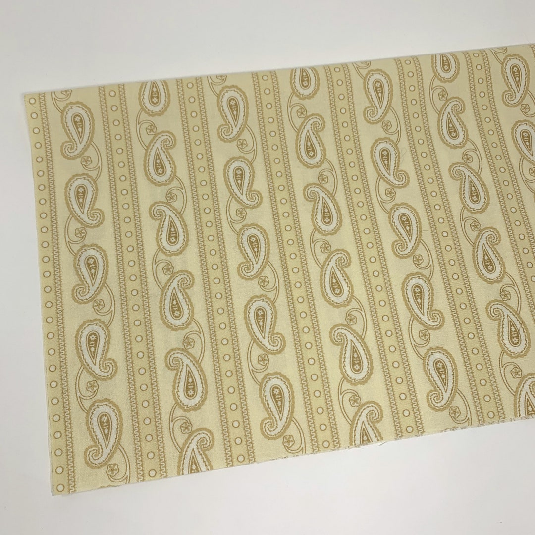 Remnant 18 by 21 Cream Paisley Fabric, Ivory Stripes, Quilting, Apparel ...