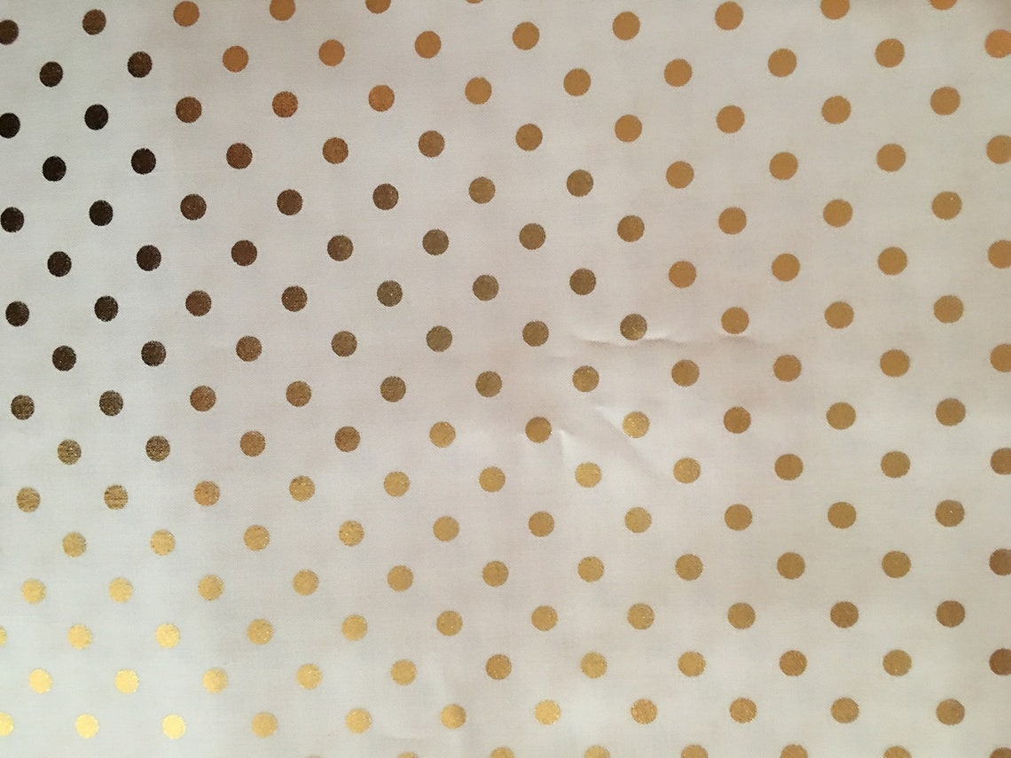 Gold Dots Fabric Metallic Polka Dots Fabric Fabric by the - Etsy