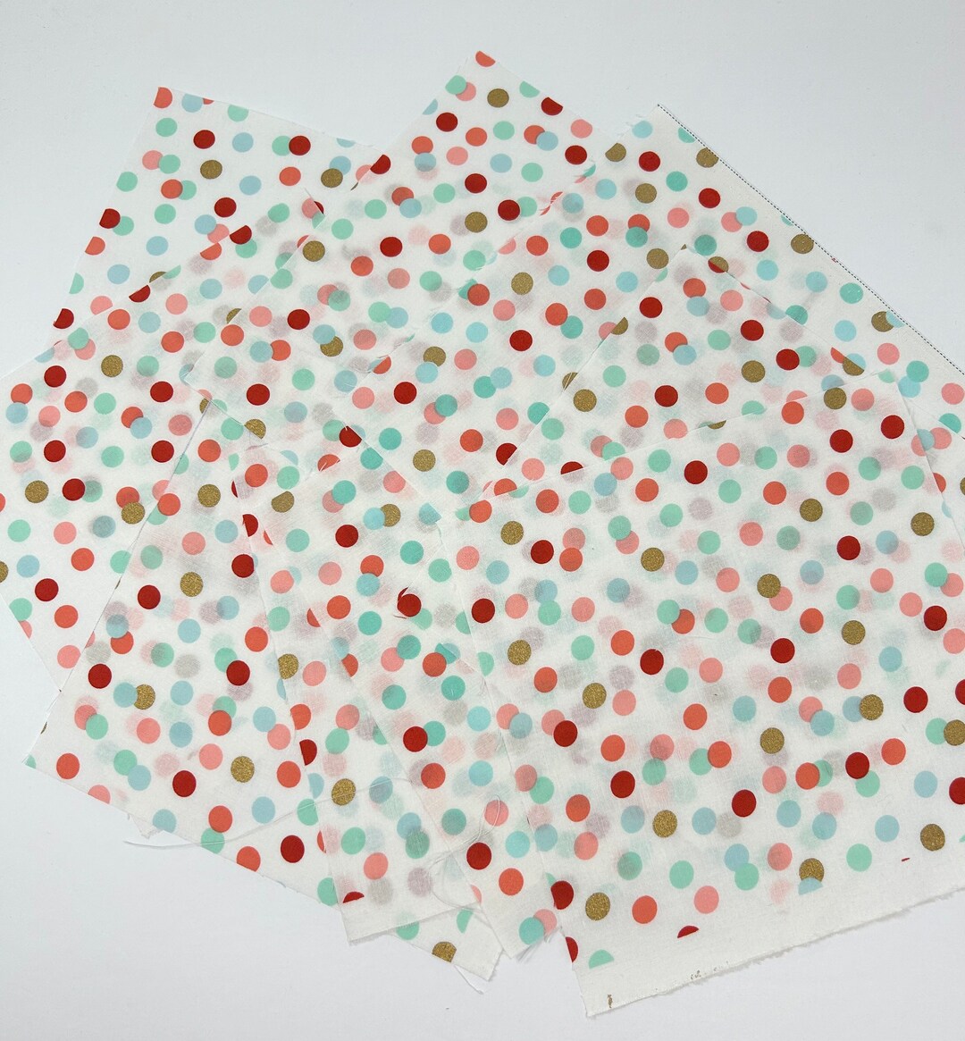 9 Fabric Squares 7.5"x7.5" Red Dots Fabric, Gold Metallic Quilting ...
