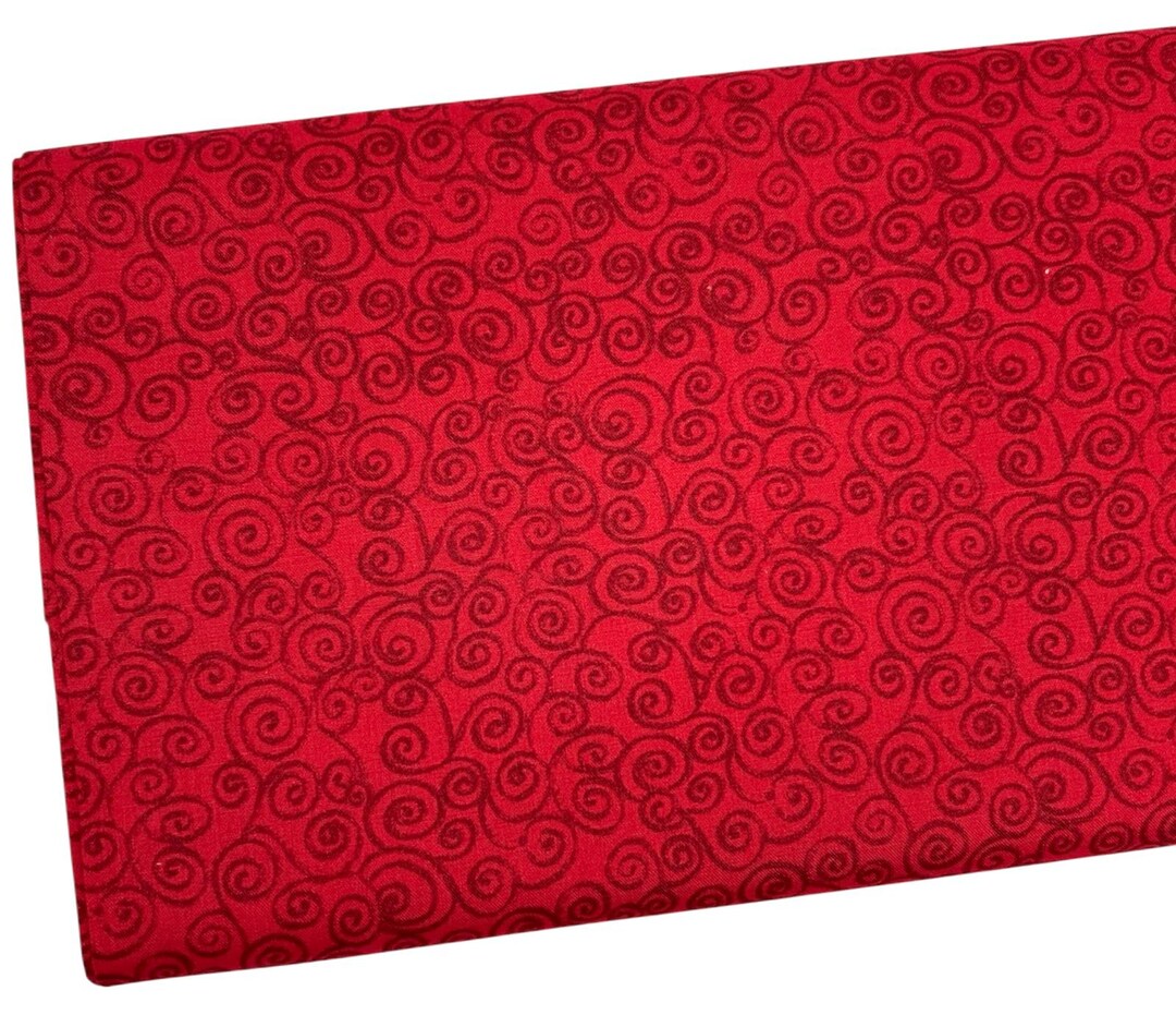 Red Scrolls Fabric, Fabric by the Yard, Quilting, Apparel, 100% Cotton ...
