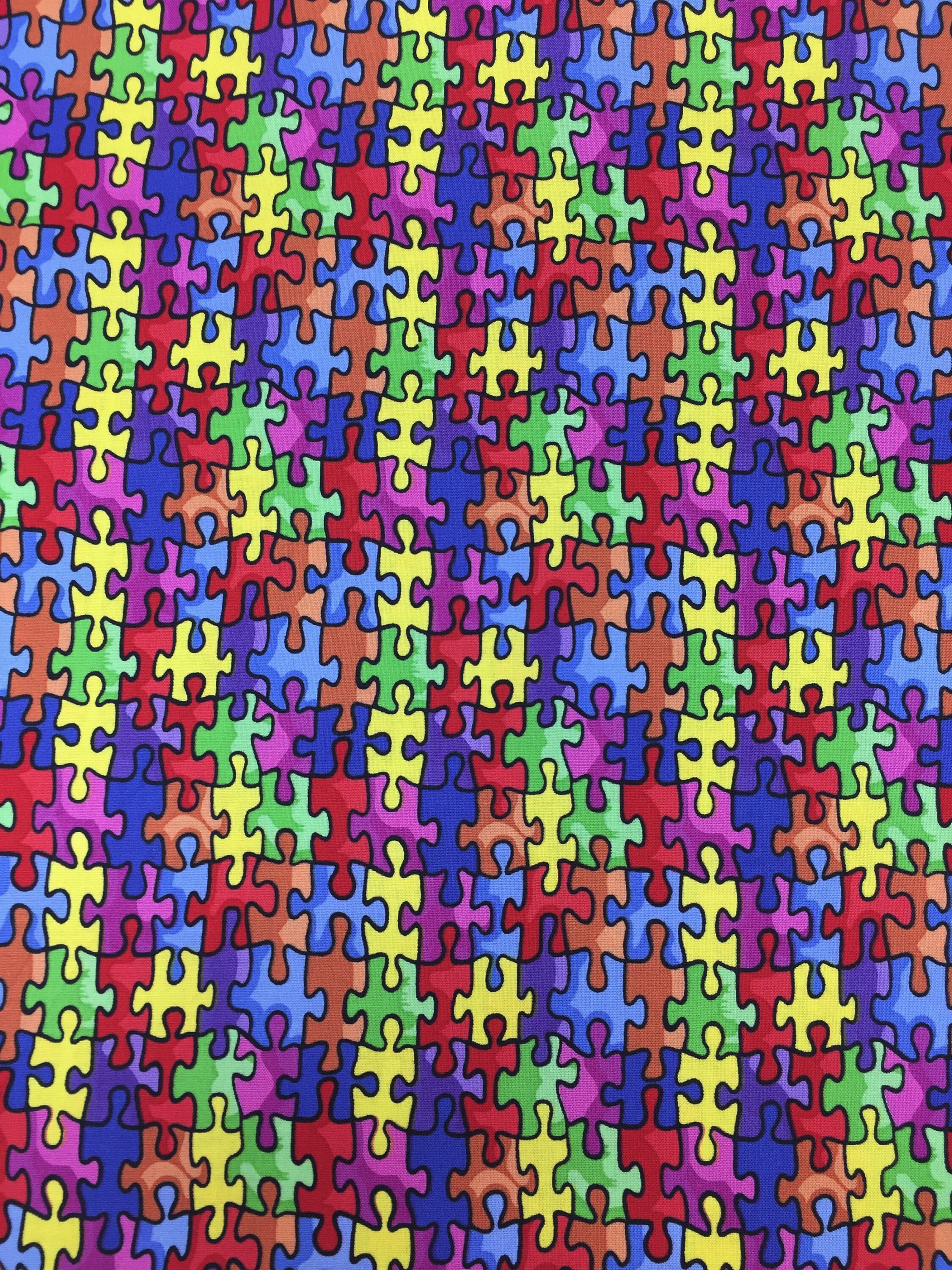 Puzzle Fabric Autism Awareness Puzzle Game Fabric by the | Etsy