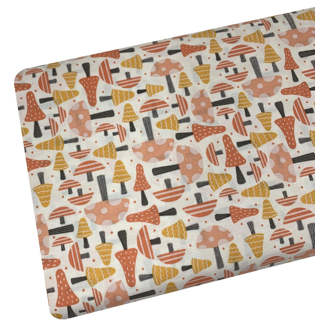 Small Mushrooms Fabric, Welcome to Our Neighborwood by Mel Rowland for ...