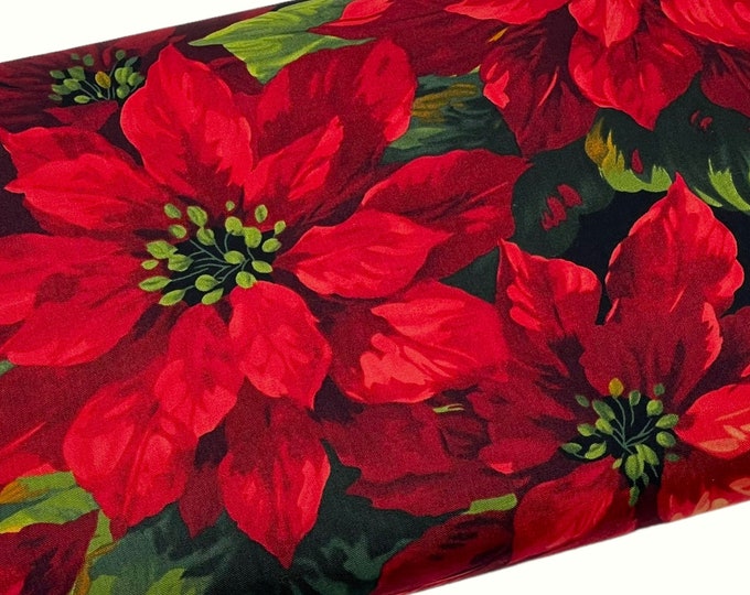 Red Flowers Fabric, Scarlet Poinsettia by Michael Miller CJ3059, Fabric ...